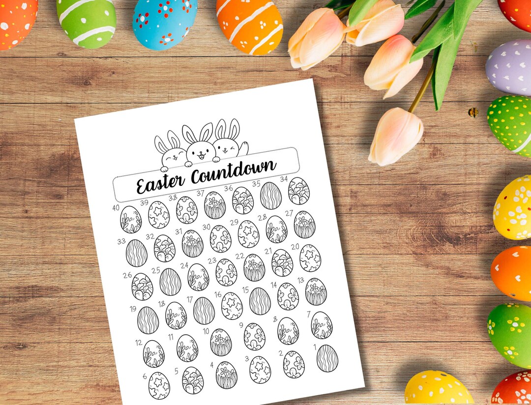 Easter Countdown for Kids Printable Calendar 30 Days Holiday Activity ...