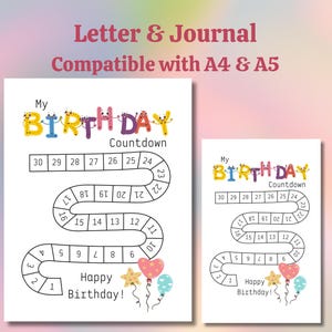 Birthday Countdown for Kids Printable 30 Days Calendar Funny PDF Page B ...