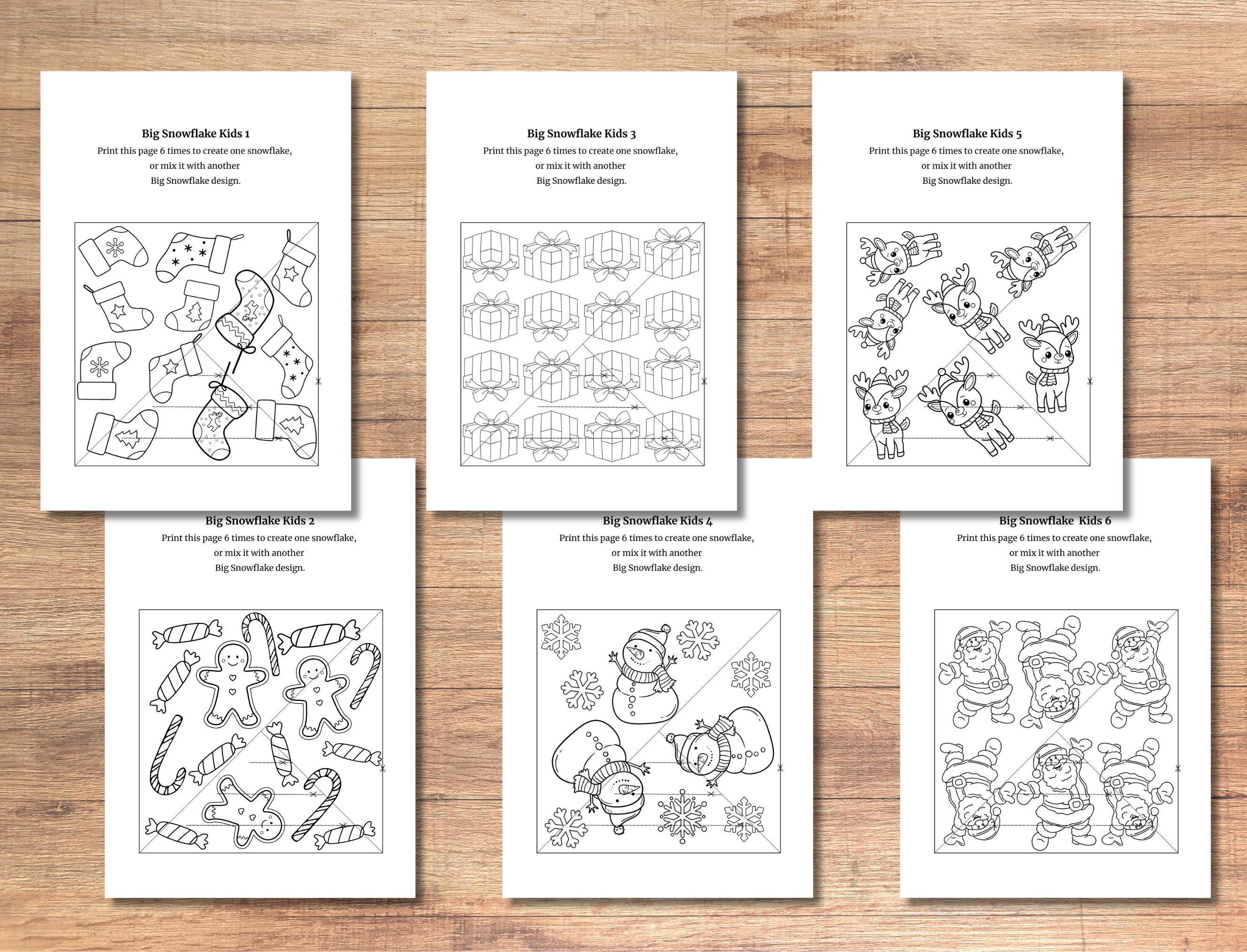 Christmas DIY Snowflake PDF Craft Kit 6 Fun Designs, Digital PDF A4 ...