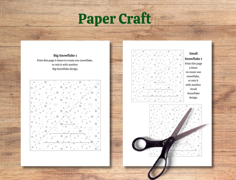 Christmas DIY Snowflake PDF Craft Kit 6 Designs in 2 Sizes Winter Paper ...