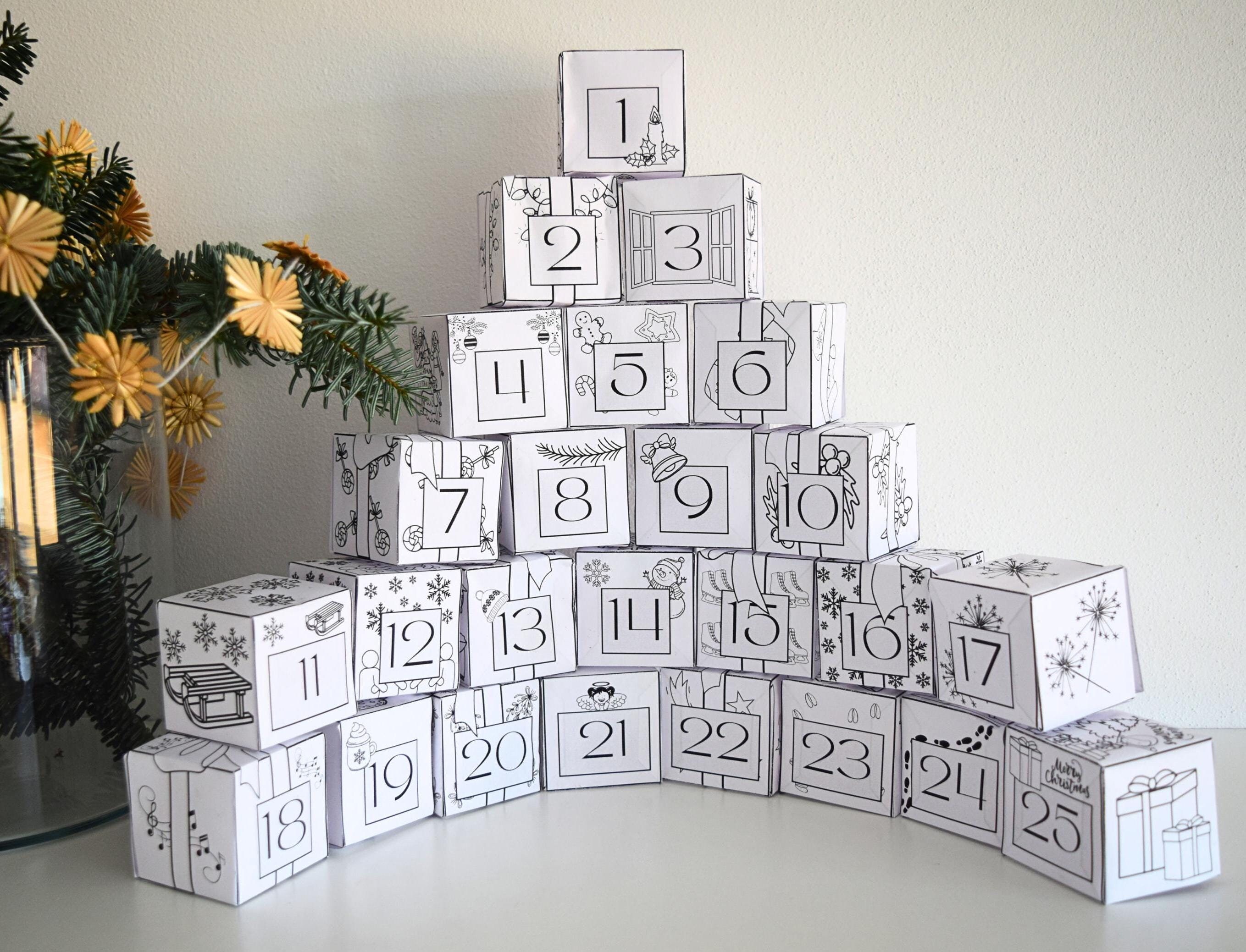 Printable Christmas Advent Calendar Boxes DIY Holiday Countdown 25 ...