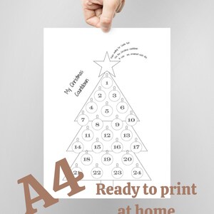 Advent Calendar for Kids Printable Tree Shape Coloring Christmas ...