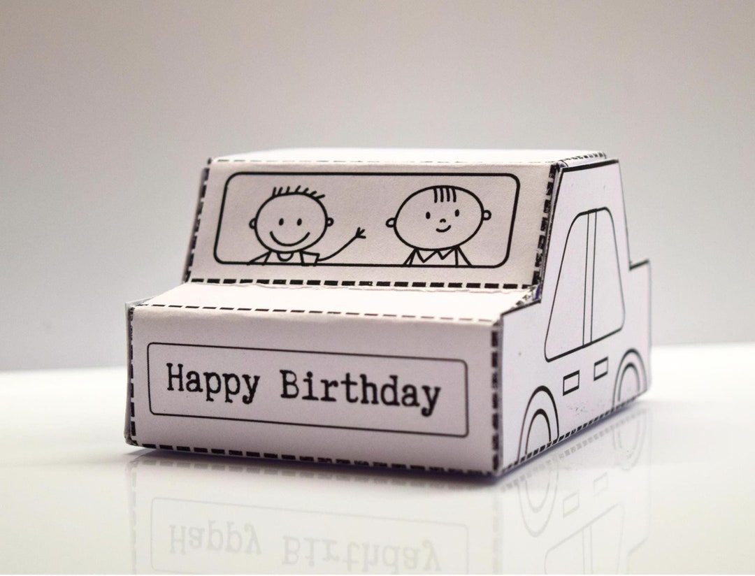 Printable Car Box Template for Boy, Cute Design Coloring Paper Craft ...