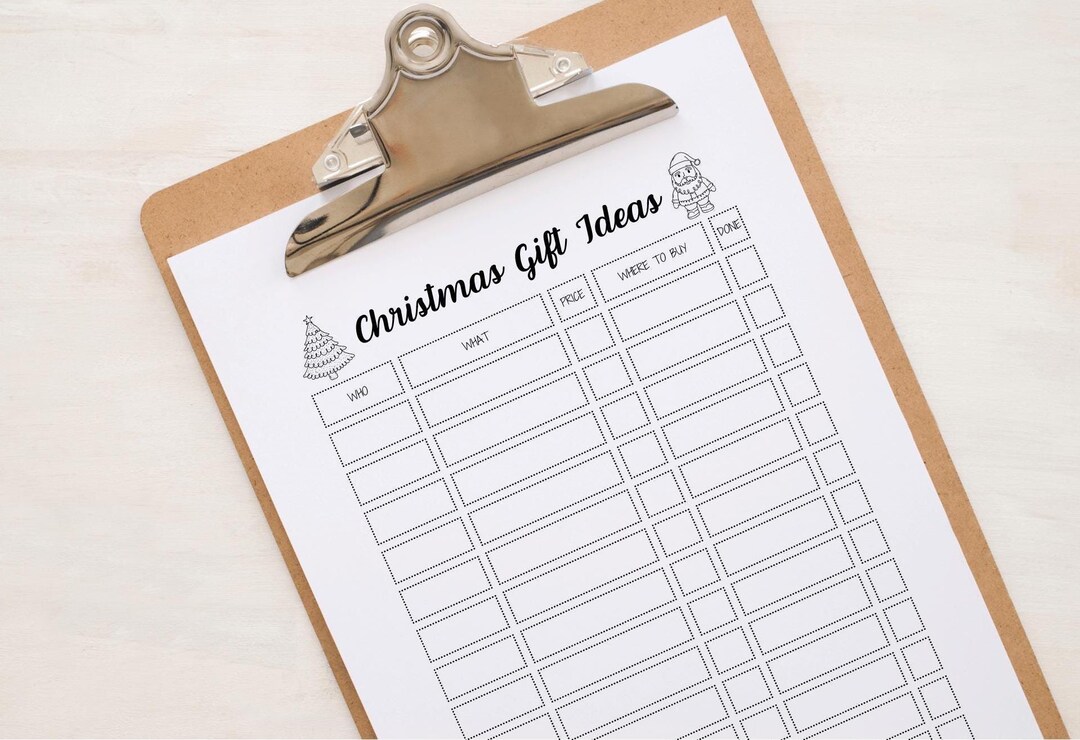 Printable Christmas Gift List, PDF Idea Template, Letter & Journal ...