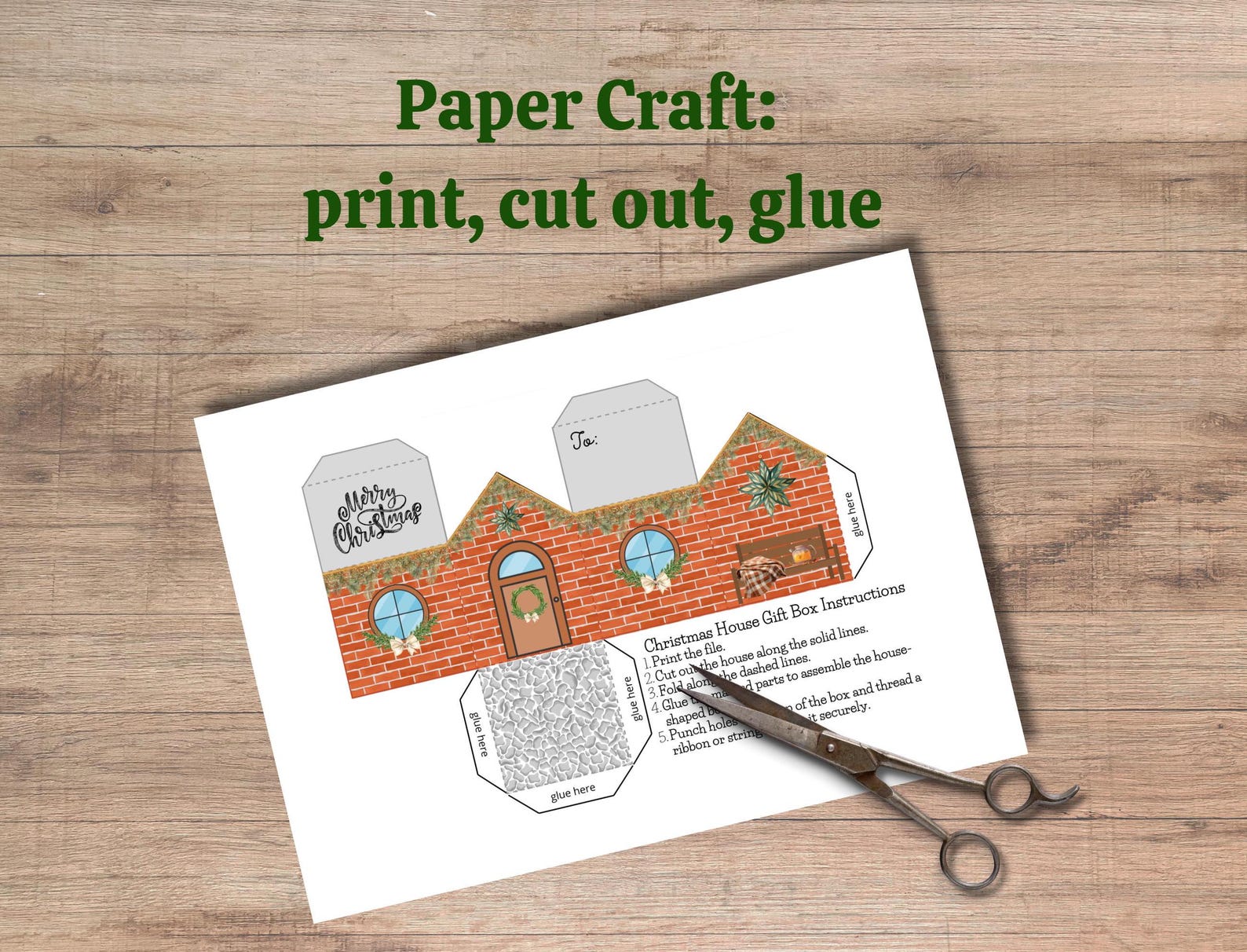 DIY Gift Box Template Printable Christmas House Design Paper Craft ...