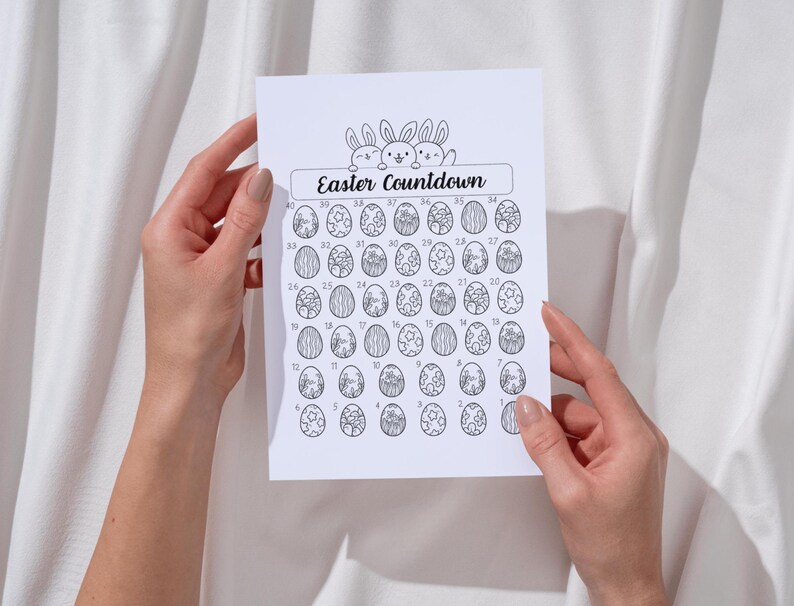 Easter Countdown for Kids Printable Calendar 30 Days Holiday Activity PDF Coloring Bunny Egg ...