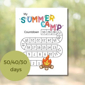 Summer Camp Countdown for Kids Printable Vacation Activity Calendar PDF ...