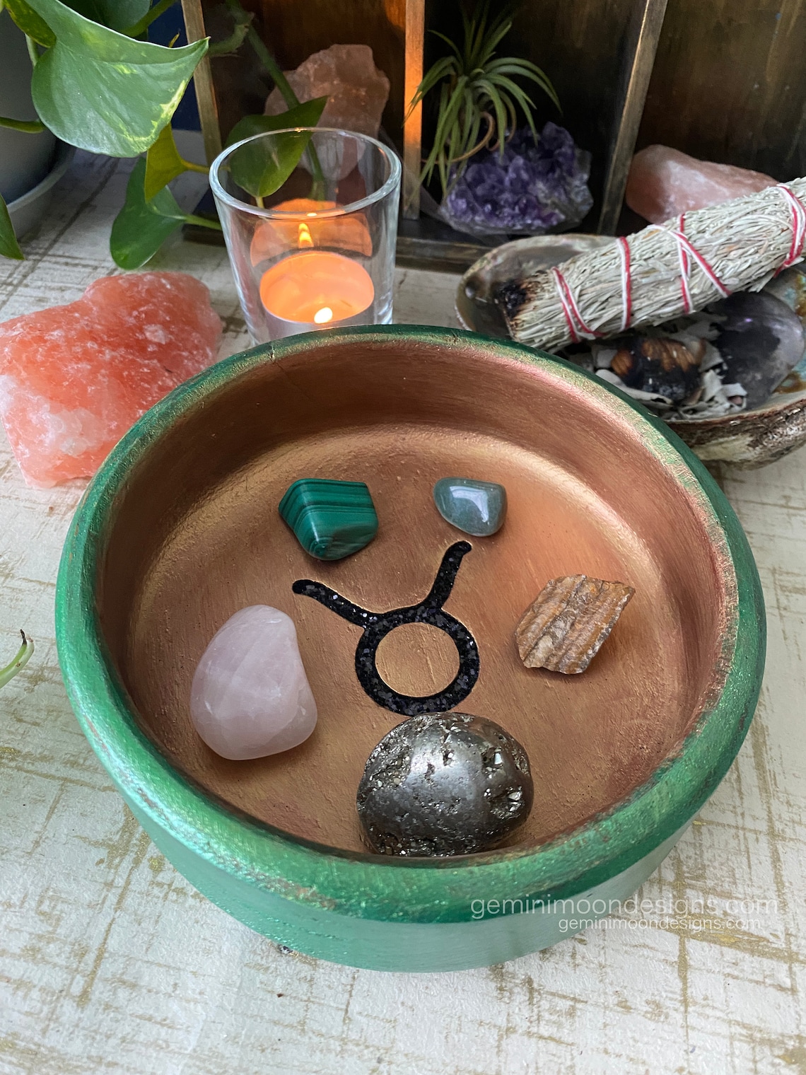 Zodiac Sign Altar Decor TAURUS Astro Glyph Offering Bowl Astrological ...