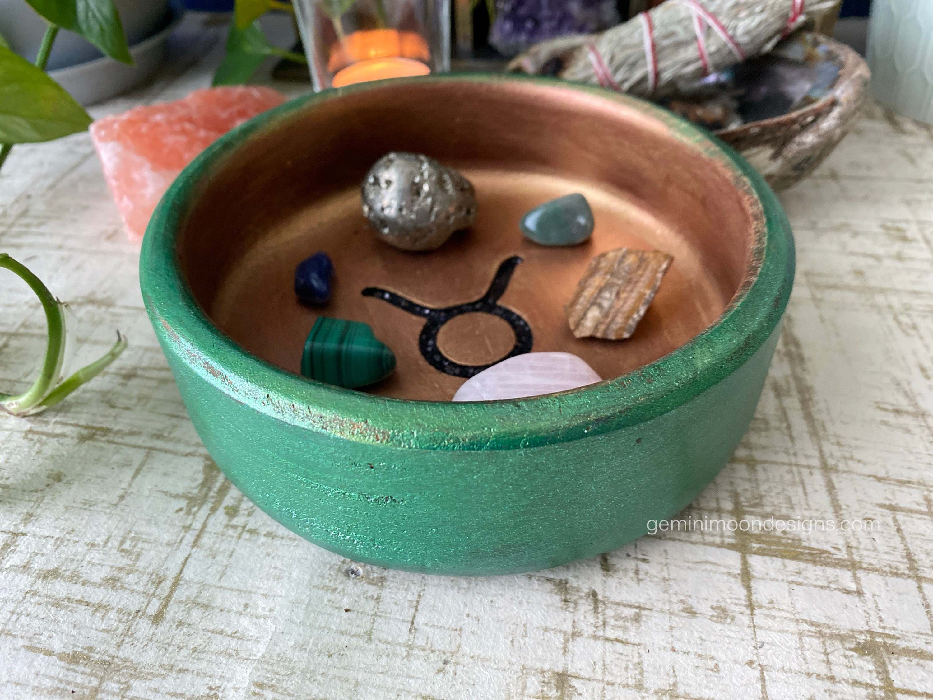 Zodiac Sign Altar Decor TAURUS Astro Glyph Offering Bowl Astrological ...