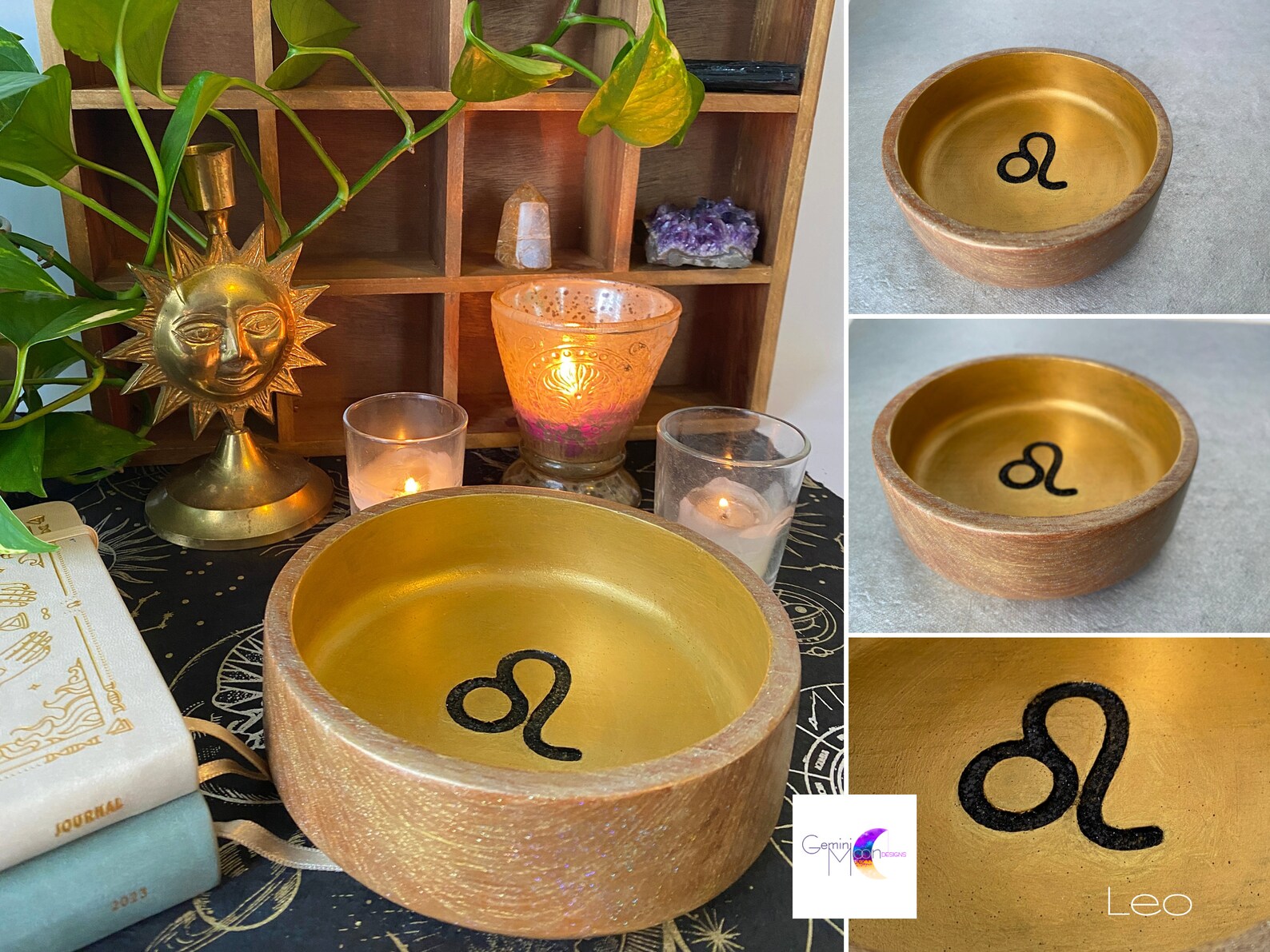 Zodiac Sign Altar Decor LEO Astro Glyph Offering Bowl Astrological ...