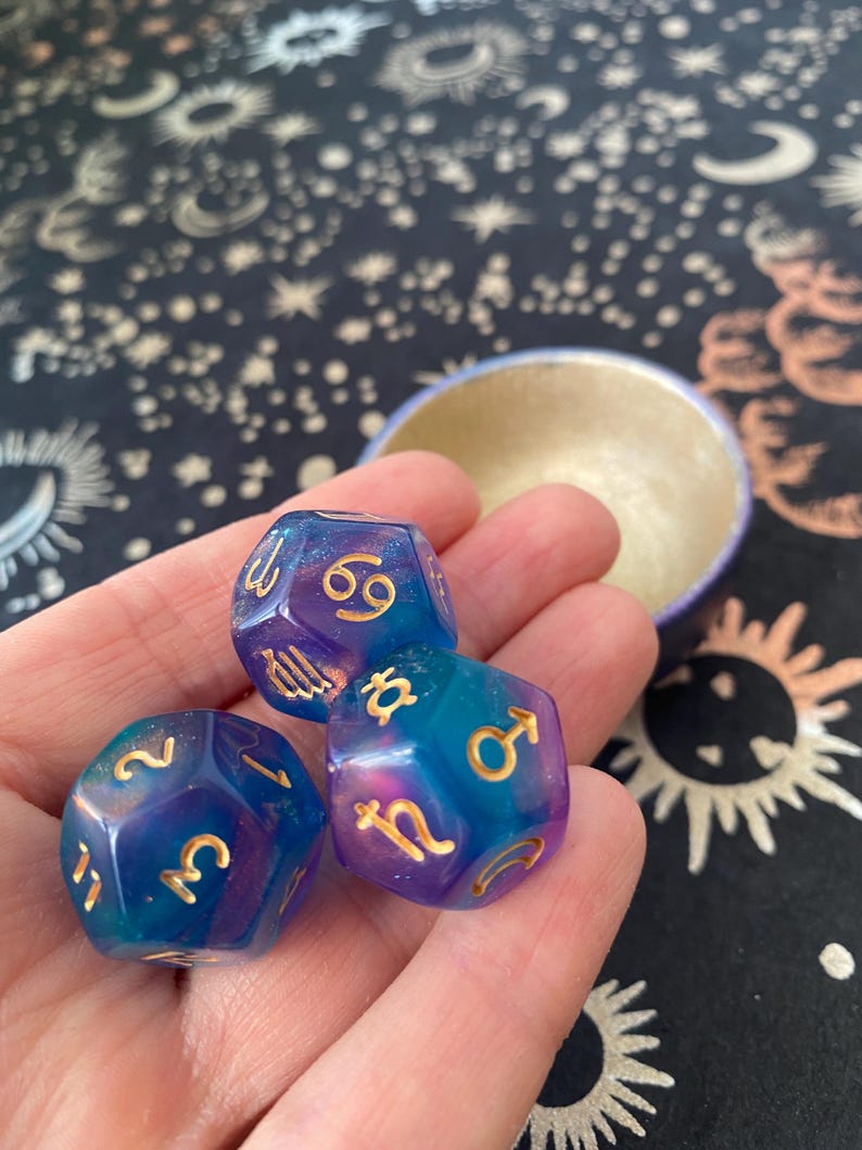 Astrology Divination Dice Set: Zodiac, Planets, Houses With Hand ...