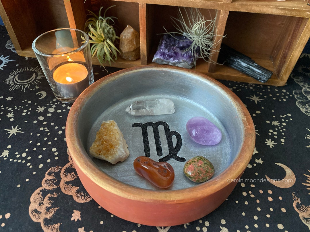 Zodiac Sign Altar Decor VIRGO | Astro Glyph Offering Bowl ...