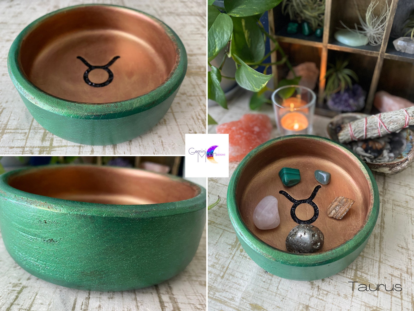 Zodiac Sign Altar Decor TAURUS Astro Glyph Offering Bowl Astrological ...