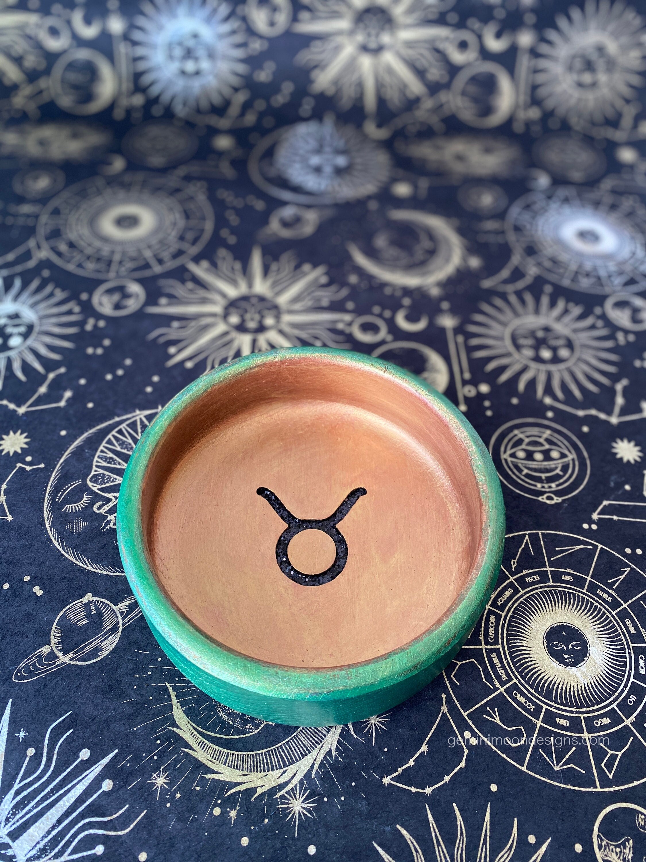 Zodiac Sign Altar Decor TAURUS Astro Glyph Offering Bowl Astrological ...