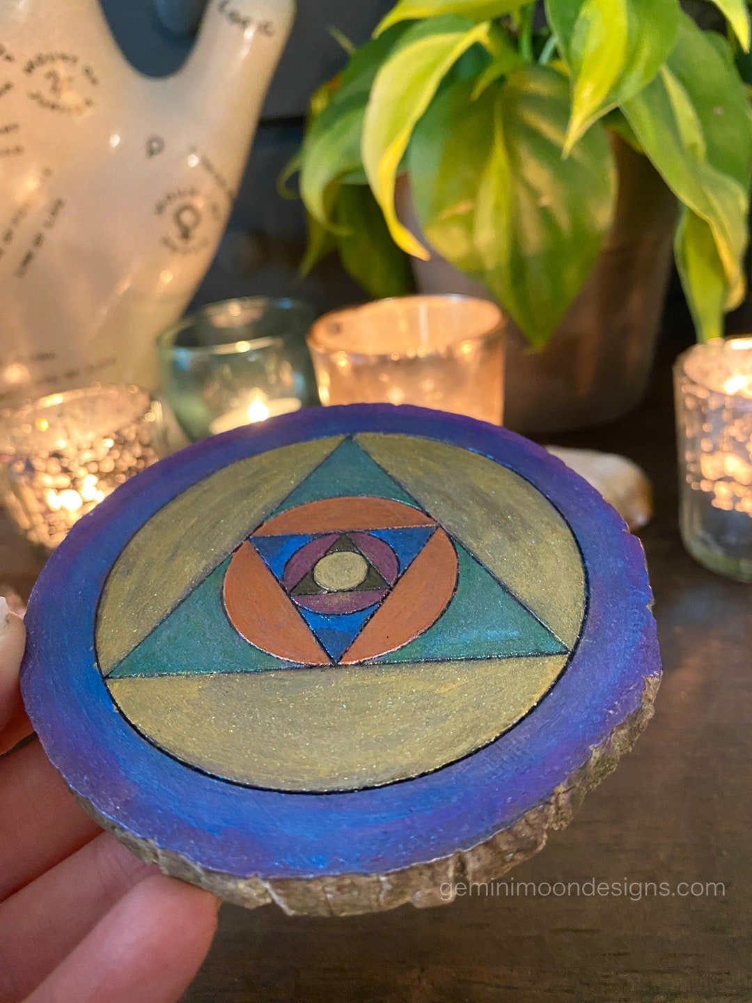 Equilateral Triangle Sacred Geometry Talisman Alchemy Painted Crystal ...