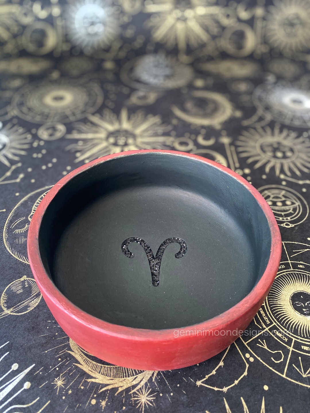 Zodiac Sign Altar Decor ARIES Astro Glyph Offering Bowl Astrological ...