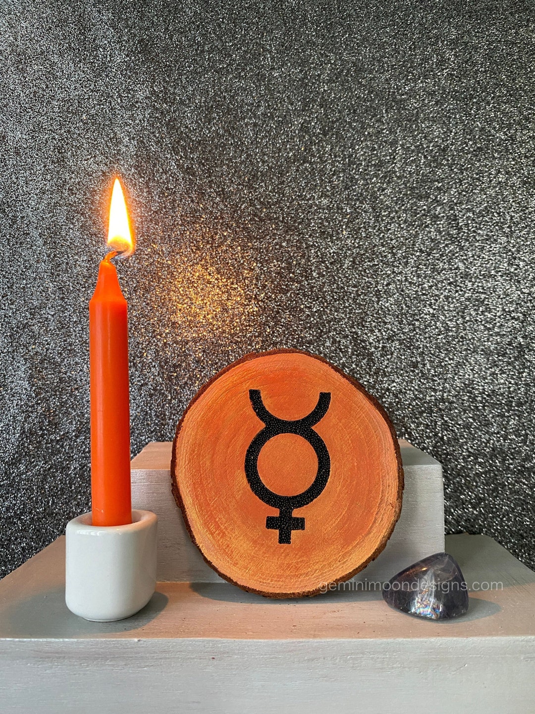 MERCURY Planetary Symbol Altar Set Talisman & Tumbled Fluorite Orange ...