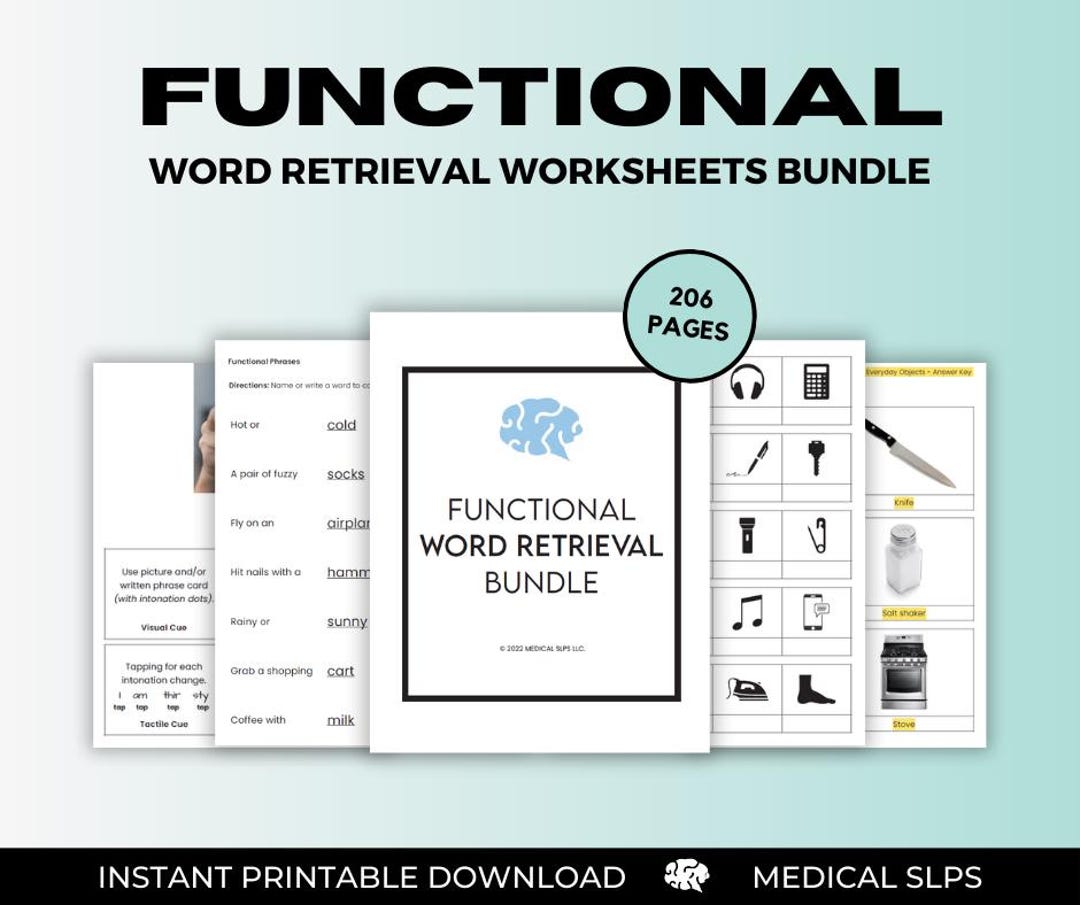 Word Retrieval Worksheets Bundle - Etsy