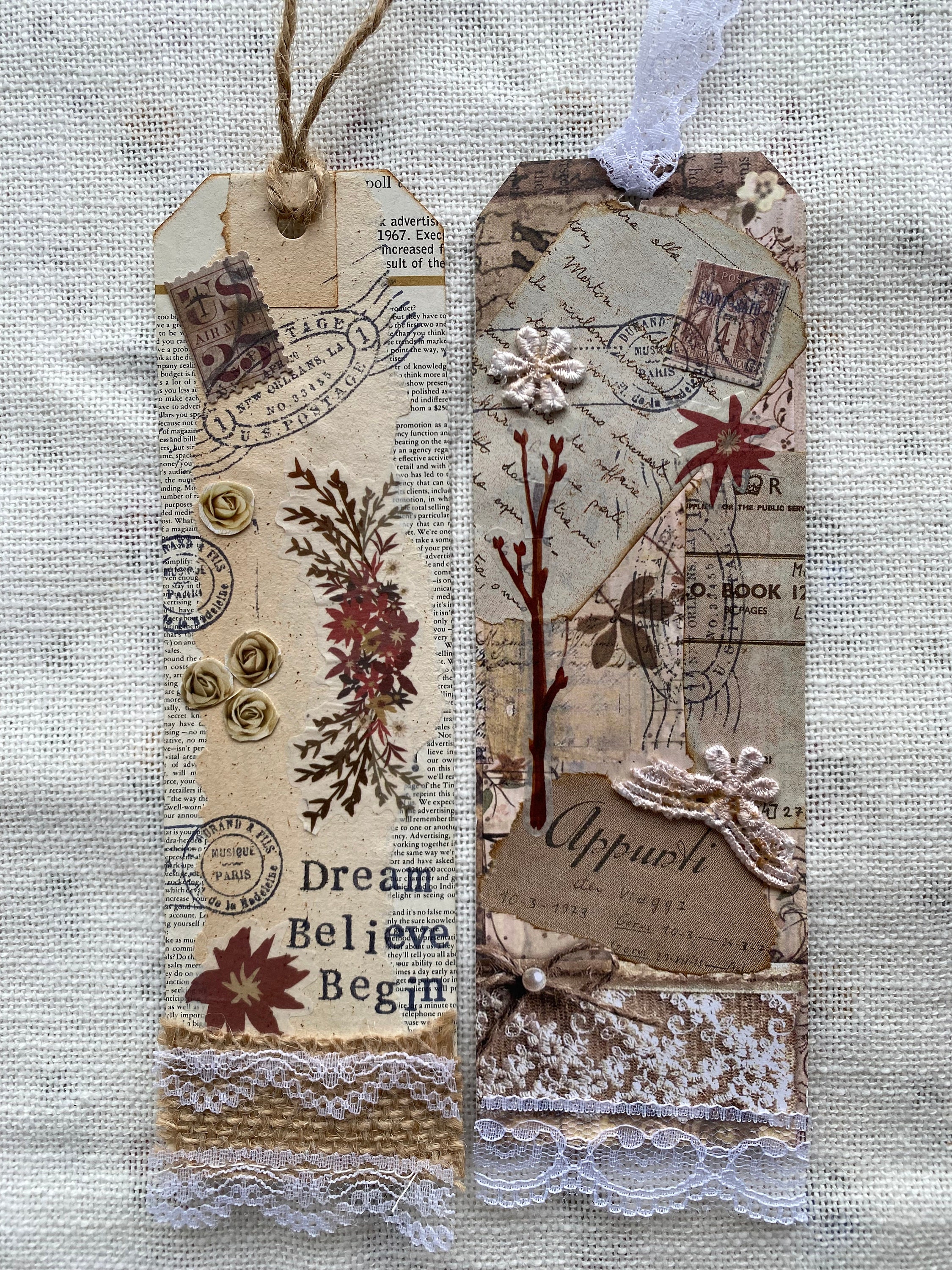 Vintage Style Cardboard Bookmarks Enriched With Various Decorations for ...