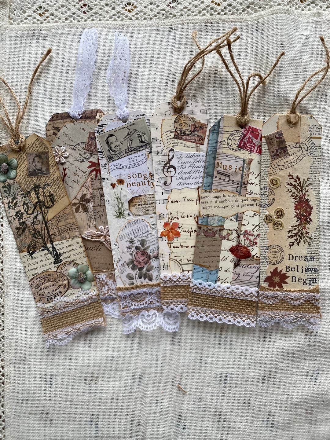Vintage Style Cardboard Bookmarks Enriched With Various Decorations for ...