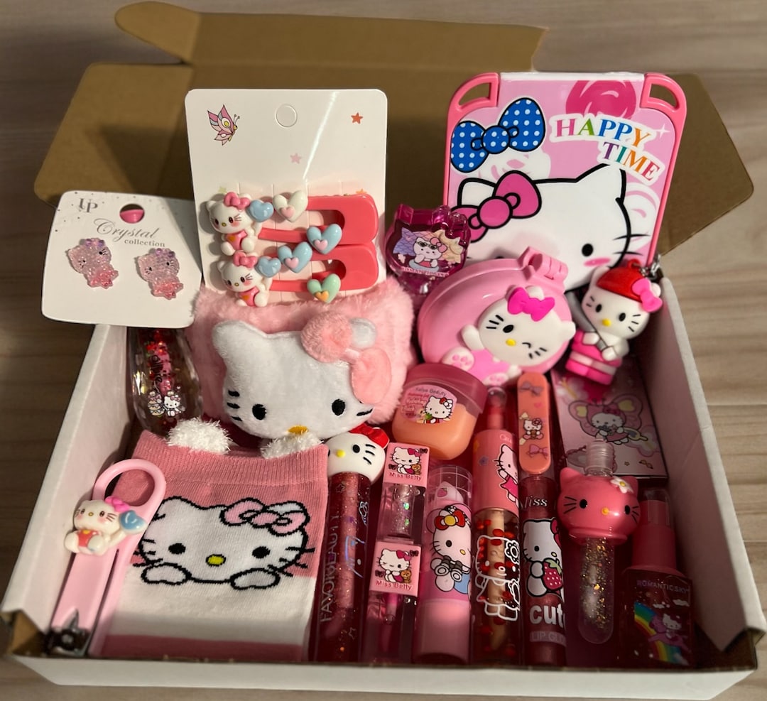 Limited Edition Huge Hello Kitty Lip Gloss Beauty Bundle Box Lip Balm ...