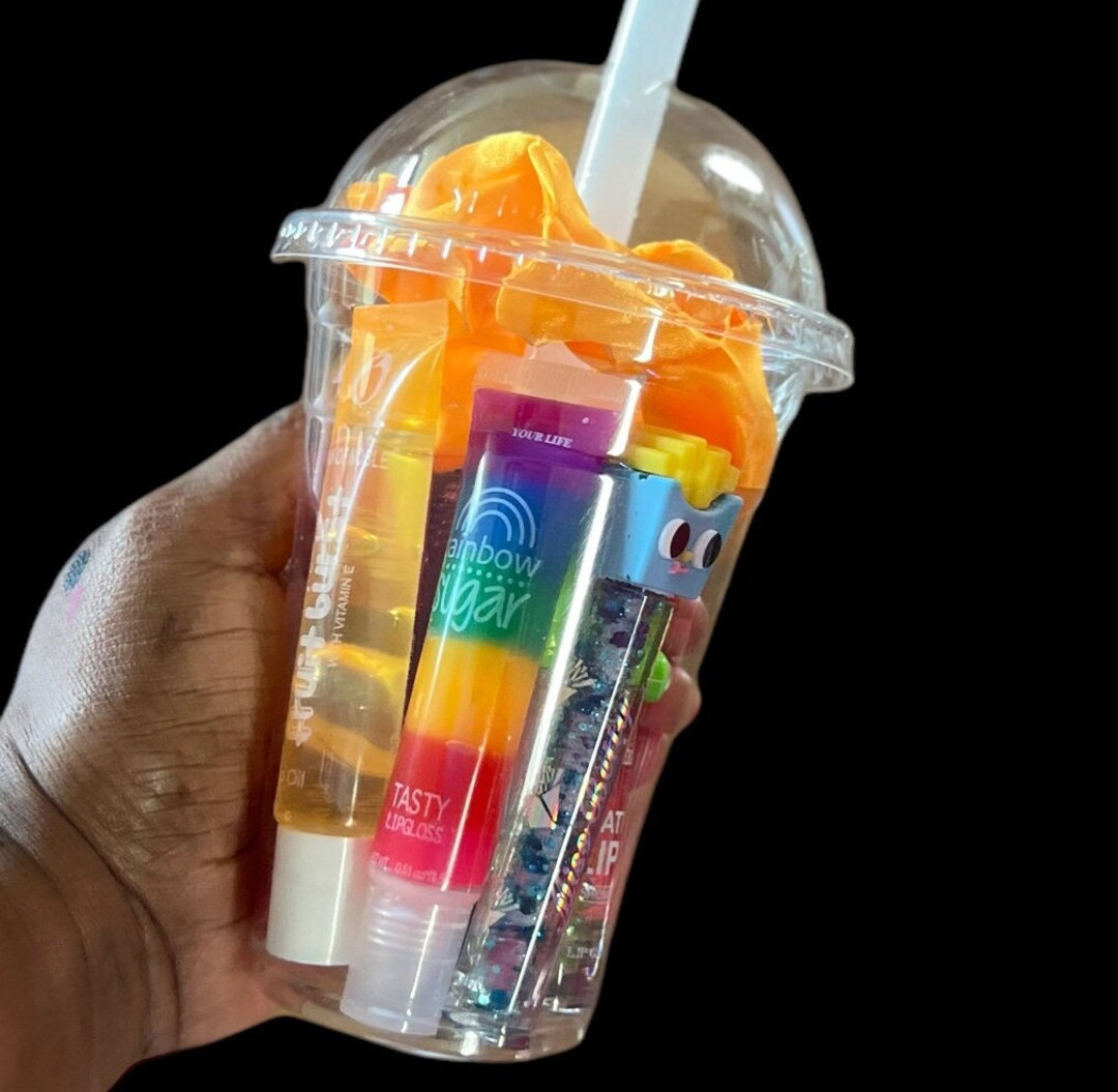 Smoothie Lip Gloss Cup Bundle Lip Balm Candy Stickers Scrunchie Lip ...