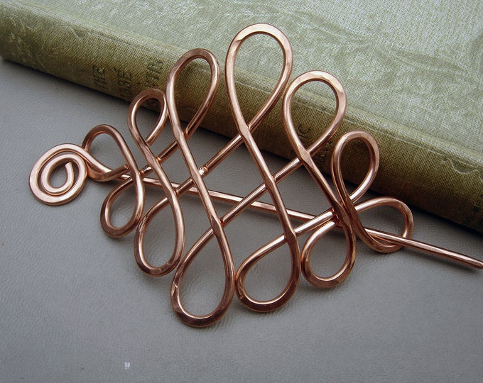 Large Celtic Copper Hair Pin, Looping Cross Knots Hair Barrette, Hair ...