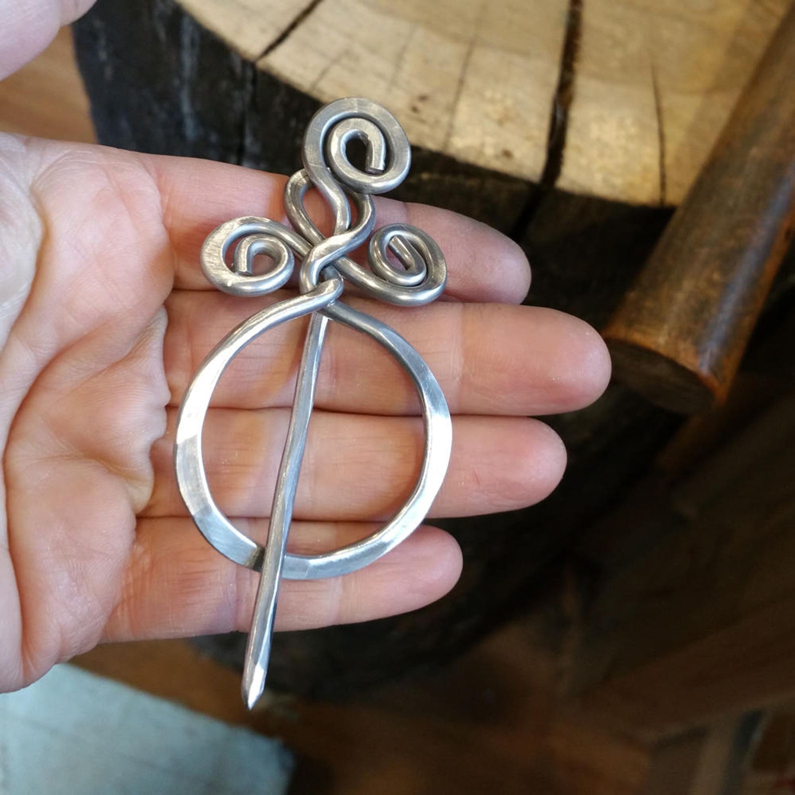 Aluminum Shawl Pin Circle With A Twist Scarf Pin Closure - Etsy
