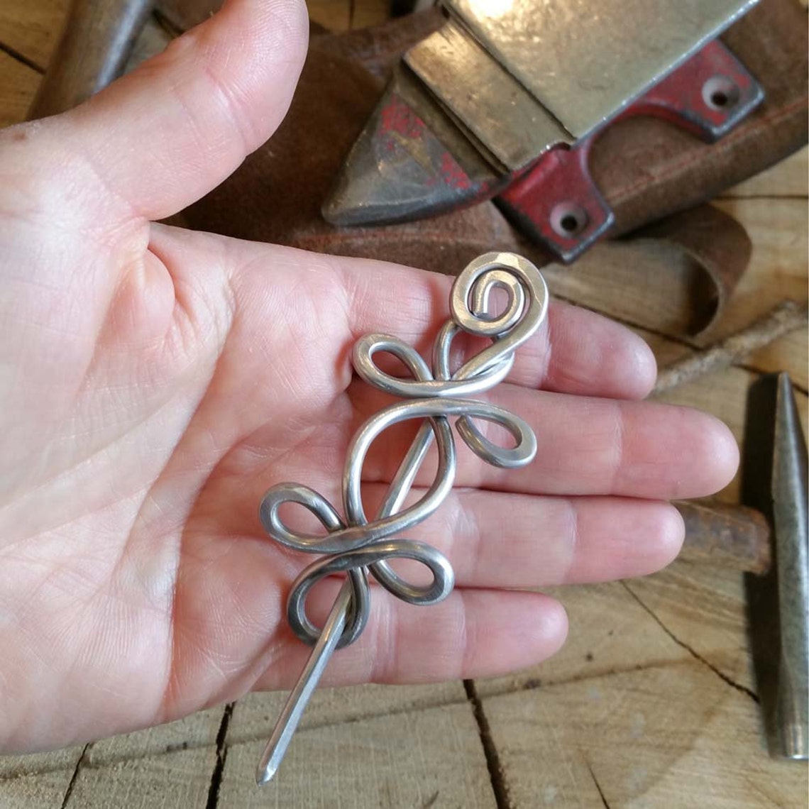 Celtic Shawl Pin Double Crossed Loops Aluminum Hair Pin - Etsy