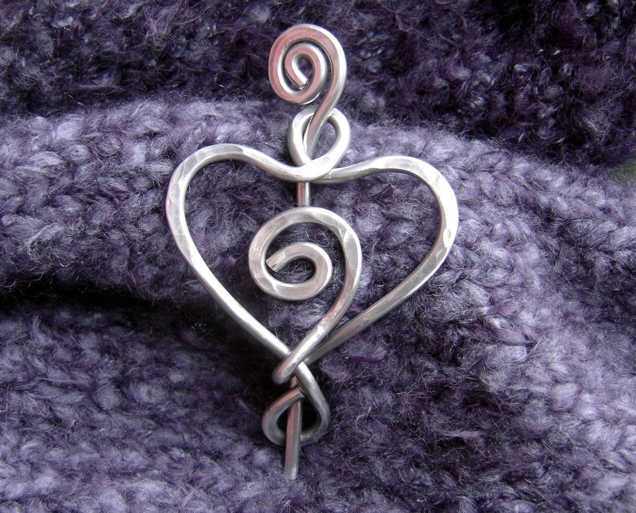 Spiral Heart Shawl Pin Heart Pin Heart Brooch for Sweater - Etsy