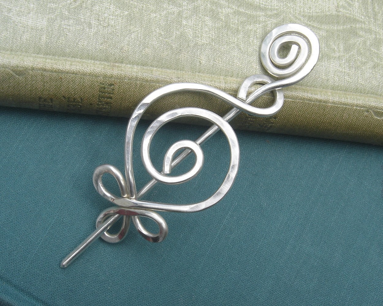 Celtic Spiral Sterling Silver Shawl Pin Scarf Pin Fastener - Etsy