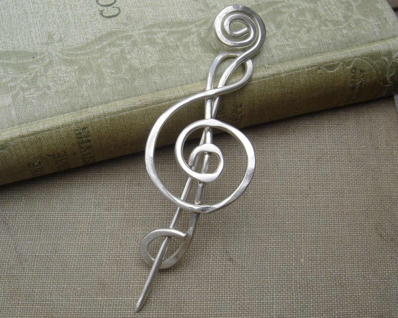 Treble Clef Silver Shawl Pin Scarf Pin Sweater Brooch Hair - Etsy