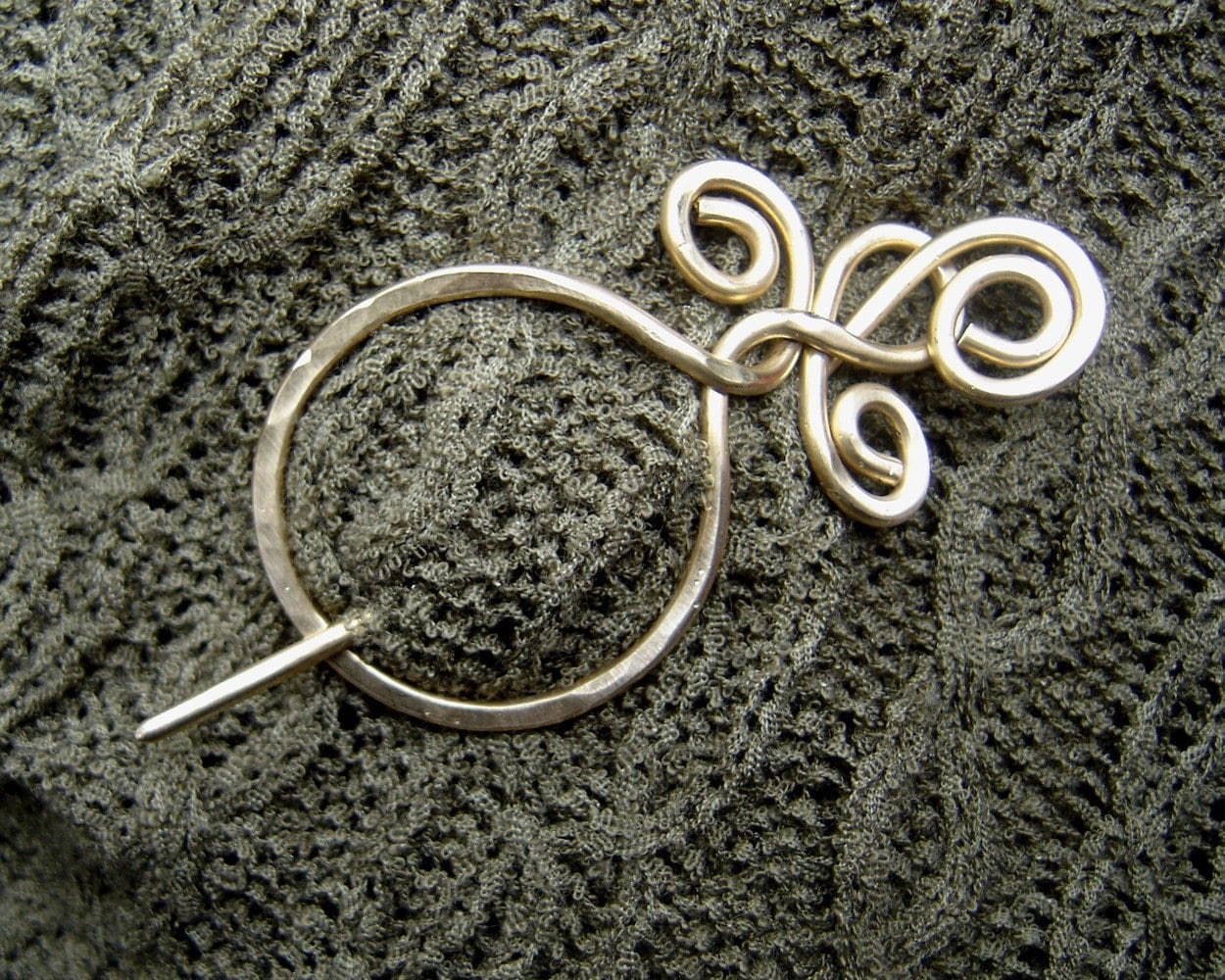 Brass Circle With A Twist Shawl Pin Scarf Pin Sweater - Etsy