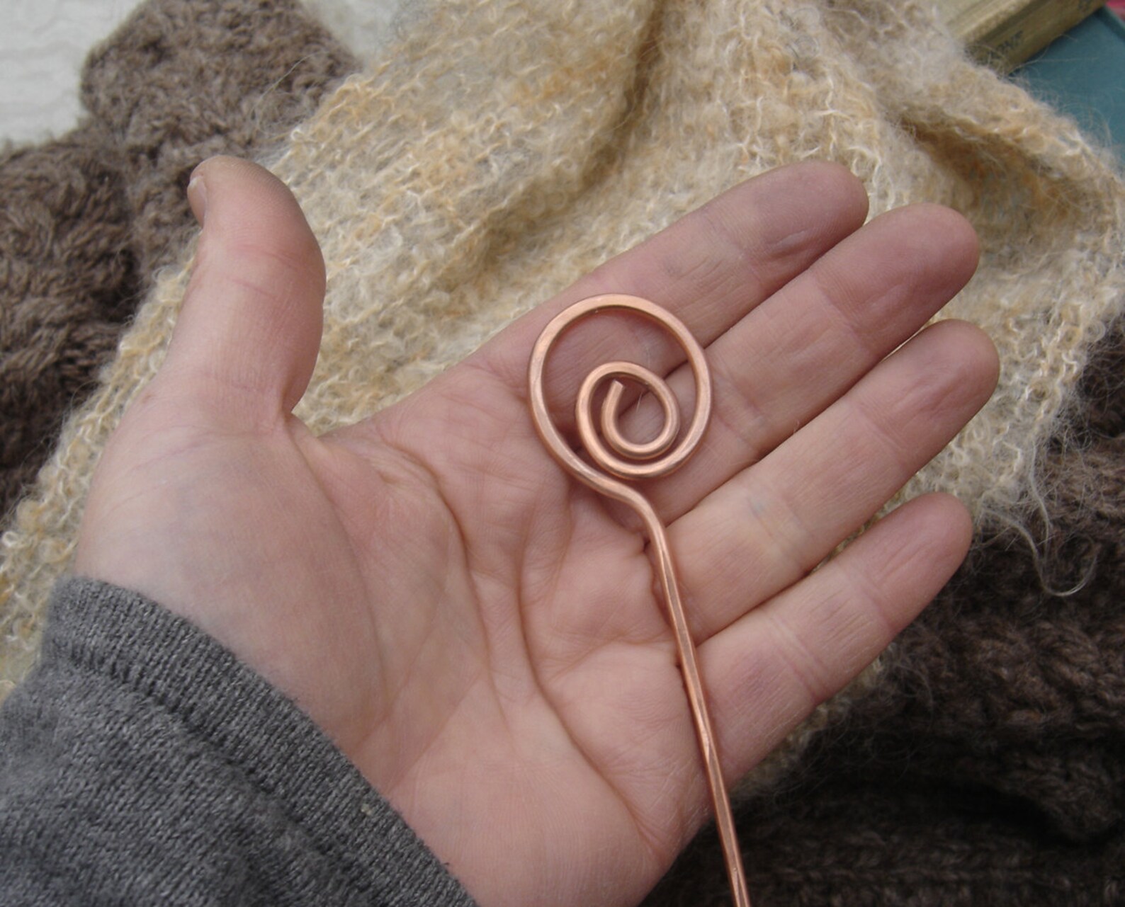 Open Spiral Copper Hair Stick Shawl Pin Long Hair - Etsy