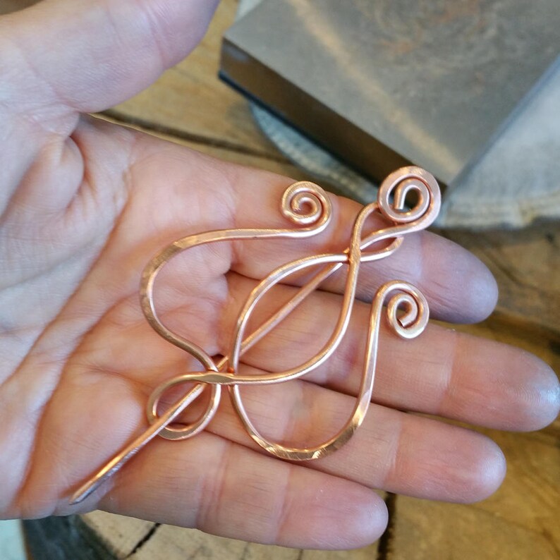 Tulip Lyre Copper Shawl Pin Stick Brooch for Sweater Metal - Etsy