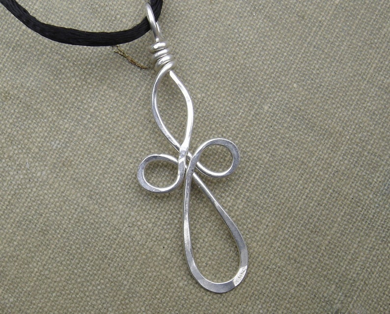 Long Loopy Celtic Cross Pendant Sterling Silver Wire Cross - Etsy