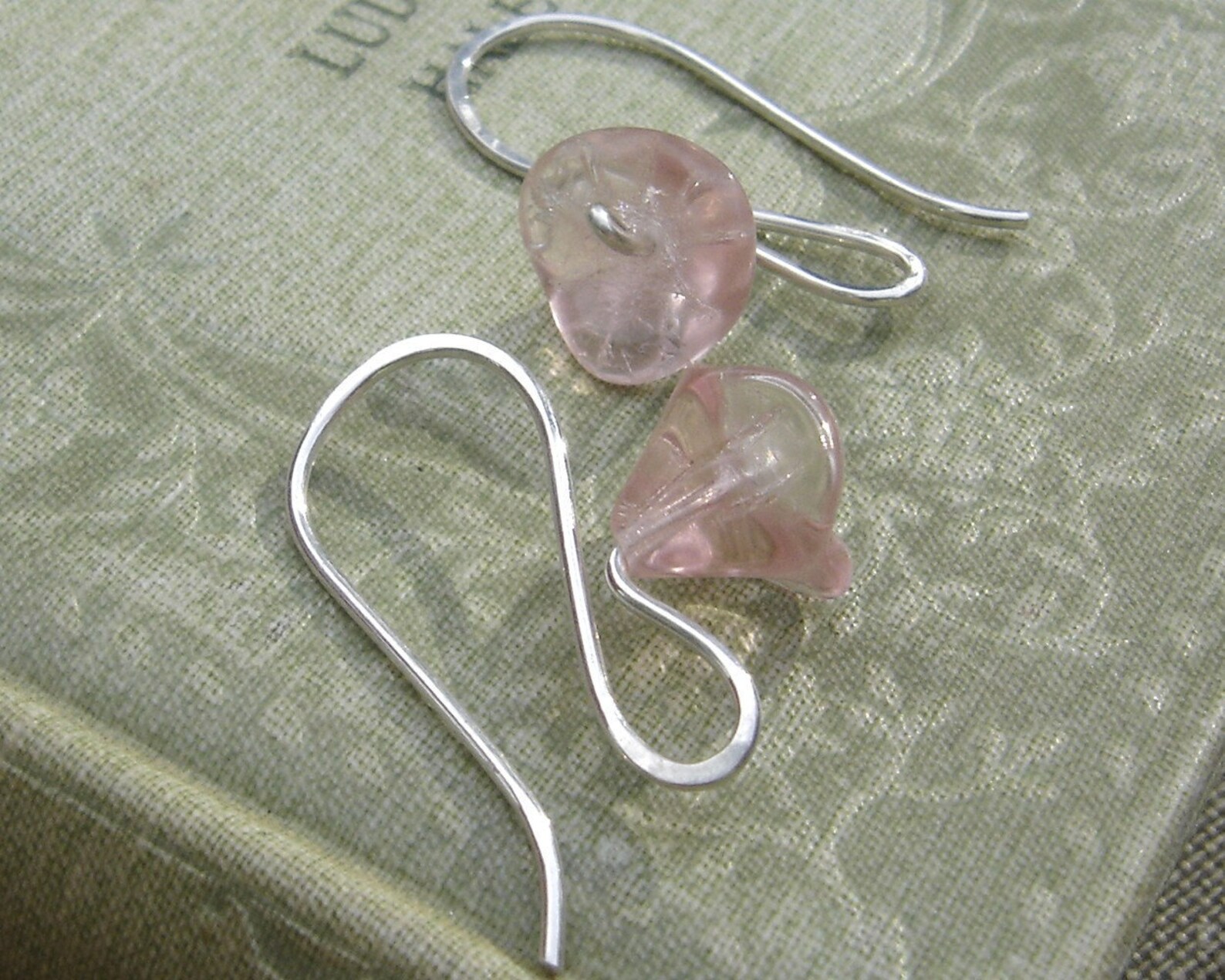 Pink Glass Flower Earrings Long Stem Pastel Pink Flower | Etsy