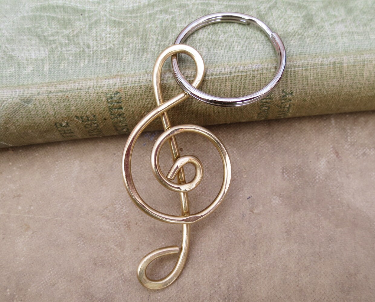 Treble Clef Key Chain Brass G Clef Keychain Music Teacher | Etsy