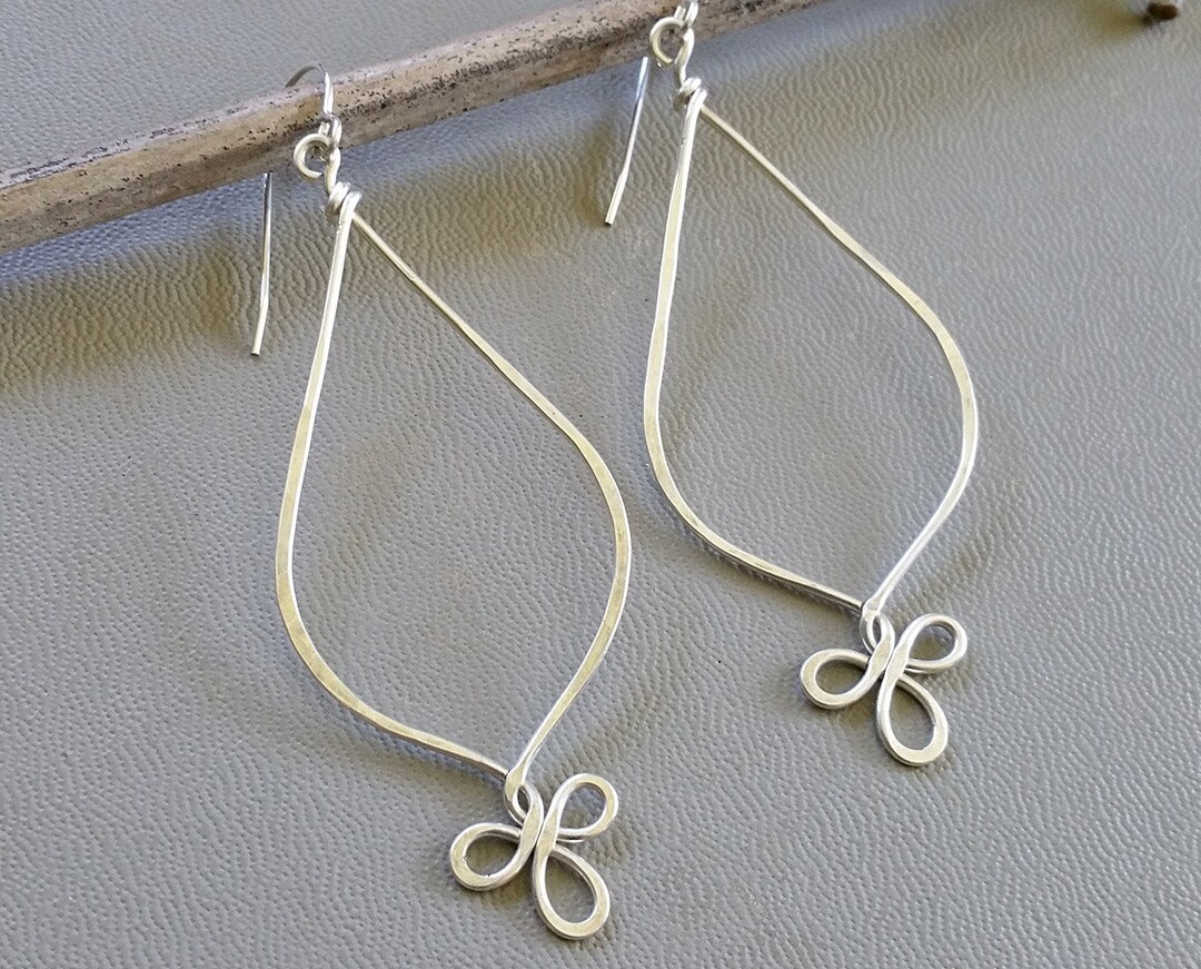 Fancy Loops Long Teardrop Earrings, Sterling Silver Dangle Earrings ...