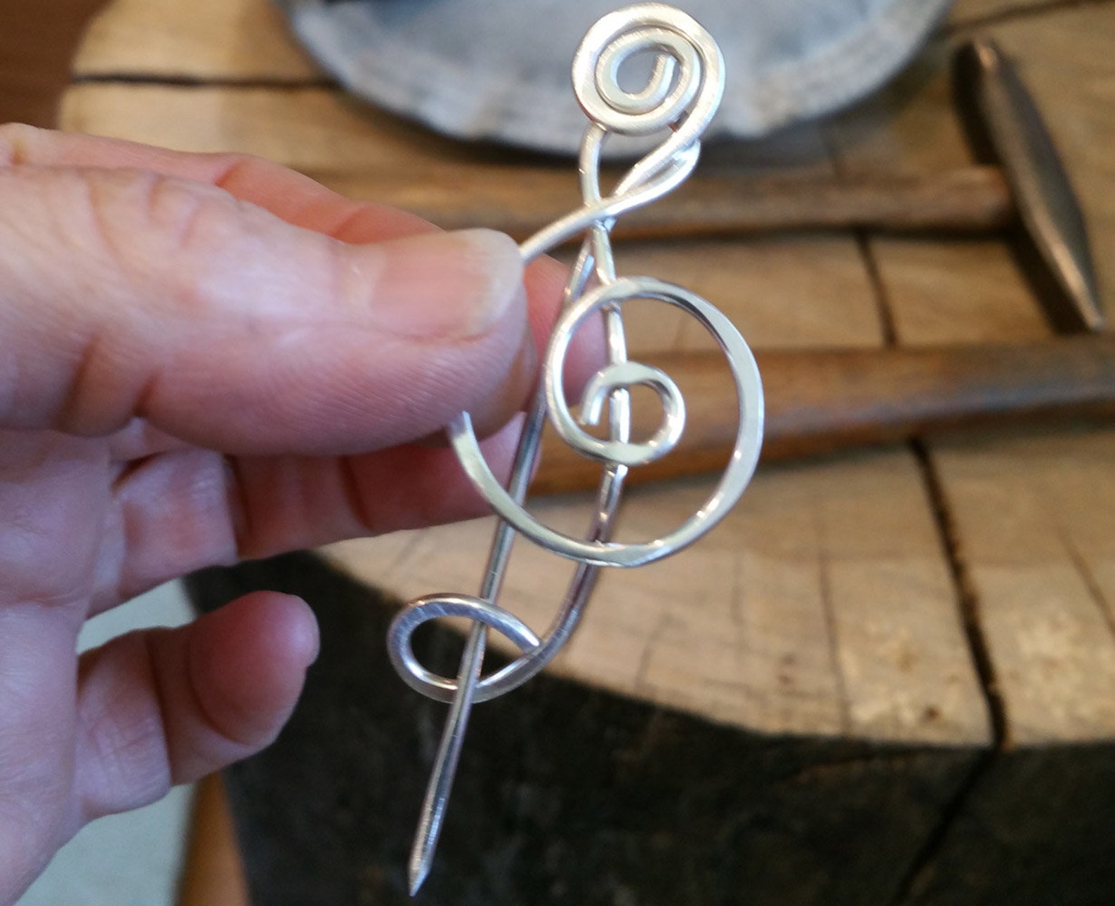 Treble Clef Silver Shawl Pin, Scarf Pin, Sweater Brooch, Hair Pin ...