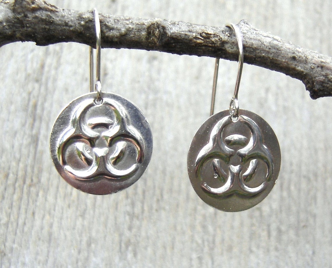 Biohazard Earrings -sterling Silver - Science Jewelry - Geekery Nerd ...