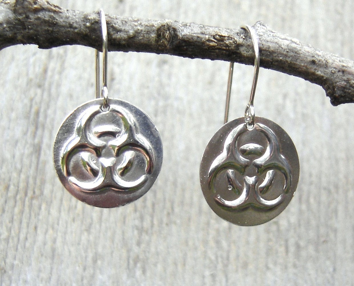 Biohazard Earrings -sterling Silver - Science Jewelry - Geekery Nerd ...