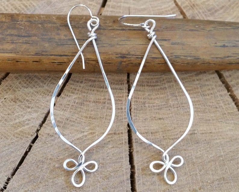 Fancy Loops Long Teardrop Earrings Sterling Silver Dangle - Etsy
