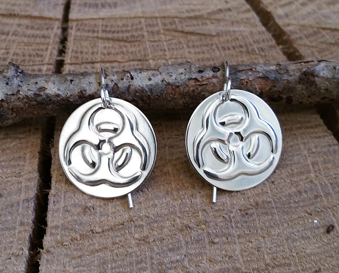 Biohazard Earrings -sterling Silver - Science Jewelry - Geekery Nerd ...