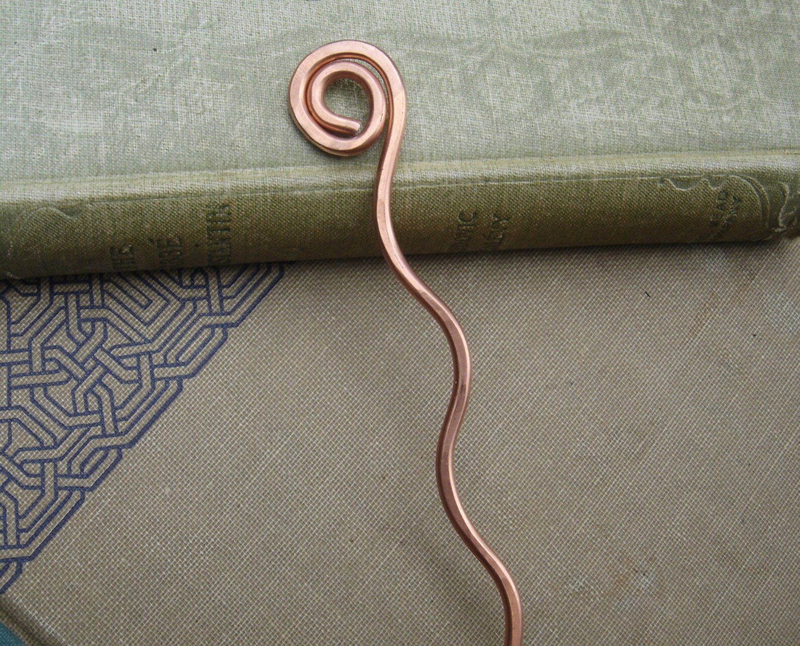 Simple Spiral Wavy Copper Hair Stick Shawl Pin Bun Holder - Etsy