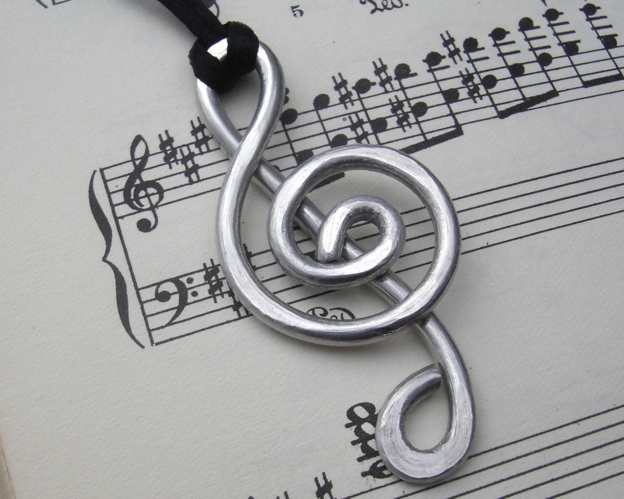 Big Treble Clef Pendant Necklace G Clef, Music Gift, Aluminum Music ...