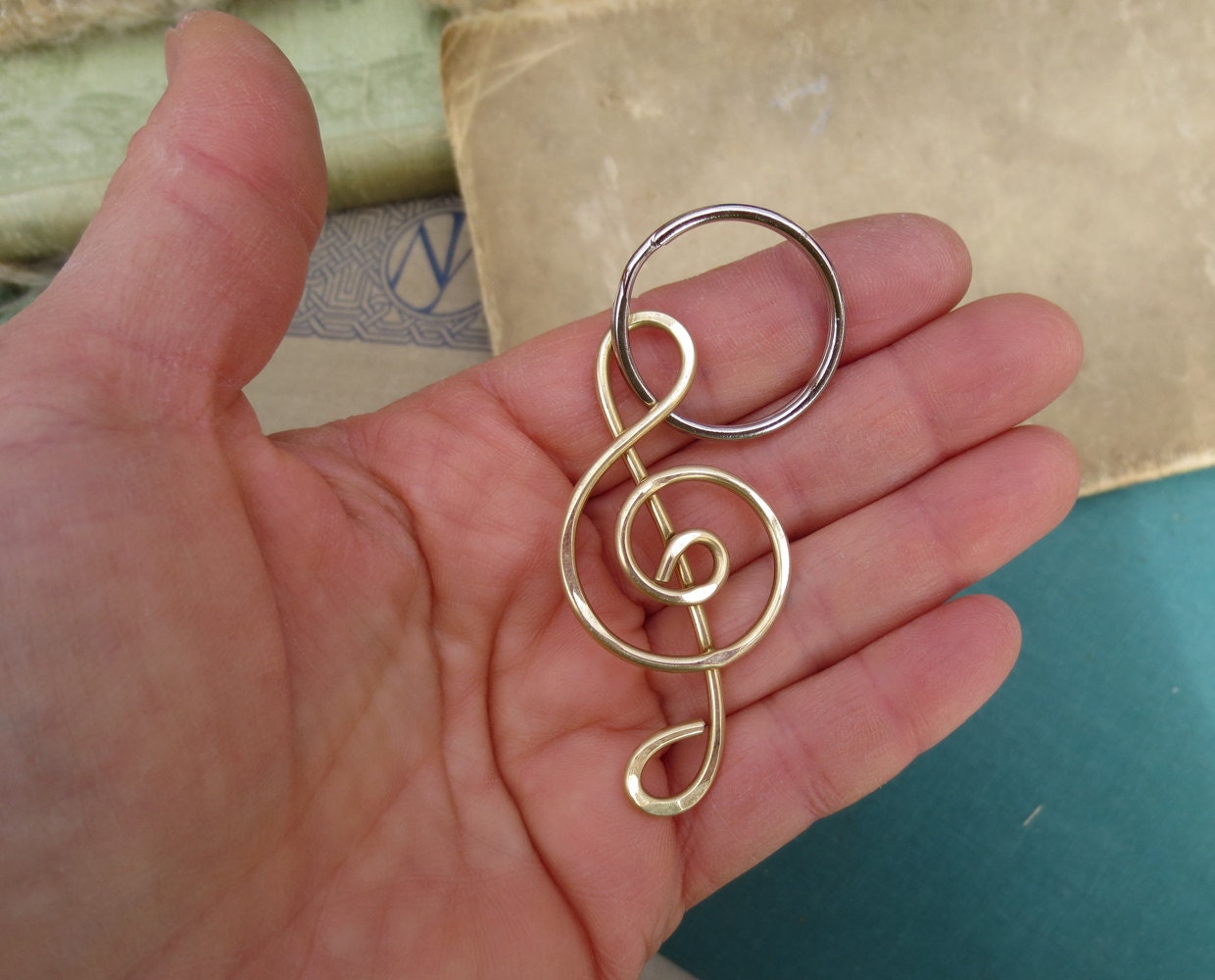 Treble Clef Key Chain Brass G Clef Keychain Music Teacher | Etsy