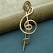 Treble Clef Copper Hair Stick, Music Gift Shawl Pin, Scarf Pin, Bun ...