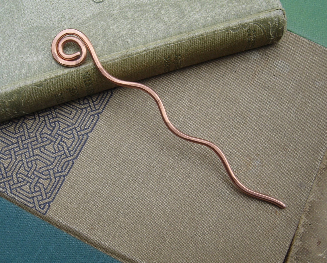 Simple Spiral Wavy Copper Hair Stick Shawl Pin Bun Holder - Etsy