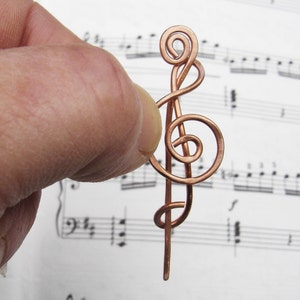Little Treble Clef Copper Shawl Pin, Scarf Pin, Music Brooch, Musicians ...